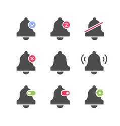 Alarm bell icon with check mark Royalty Free Vector Image