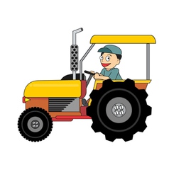Cartoon farmer driving colorful tractor Royalty Free Vector