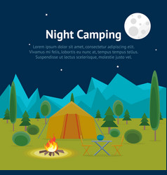 Cartoon camping day and night view Royalty Free Vector Image