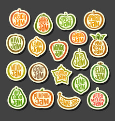 Set colorful fruits jam icons Royalty Free Vector Image