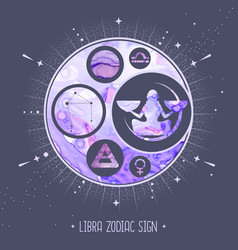 Libra zodiac sign with alcohol ink texture Vector Image