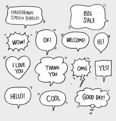 Set hand drawn comic bubble speech Royalty Free Vector Image