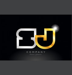 Alphabet letter sj s j gold golden metal metallic Vector Image