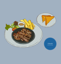 Beef steak hand draw sketch Royalty Free Vector Image