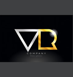 Combination letter vr v r alphabet with gold Vector Image
