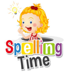 Font design for word spelling time with happy Vector Image
