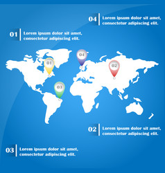 Infographic dark world map with pointer marks Vector Image