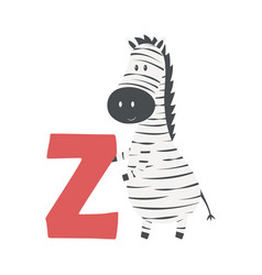 Zebra z letter cute children animal alphabet Vector Image