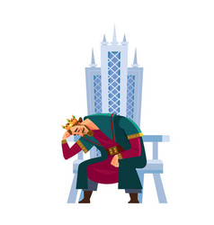 King looks scared frightened character near Vector Image