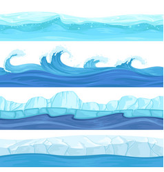 Ocean surface wave seamless underwater cartoon Vector Image