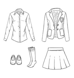 Sketch set school uniform clothes Royalty Free Vector Image