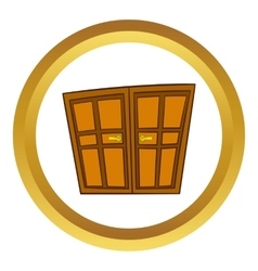 Wooden double doors icon cartoon style Royalty Free Vector