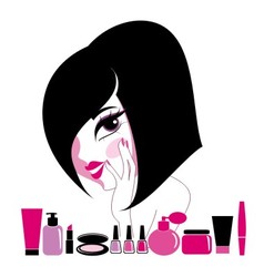 Girls with makeup Royalty Free Vector Image - VectorStock