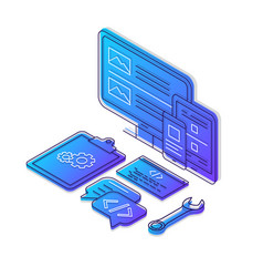 Isometric web development and coding concept app Vector Image