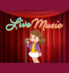 Singer girls singing doodle cartoon character Vector Image