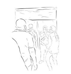 Simple hand draw sketch queues people body Vector Image