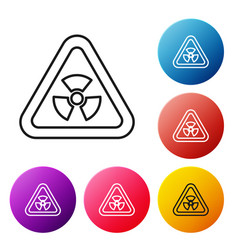 Black line triangle sign with radiation symbol Vector Image