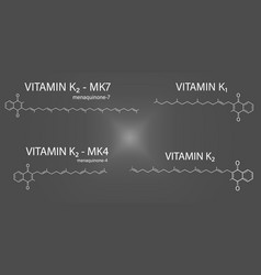 Chemical structure formulas of vitamin k1 and k2 Vector Image