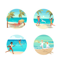 Dream scene with beautiful beach in round design Vector Image