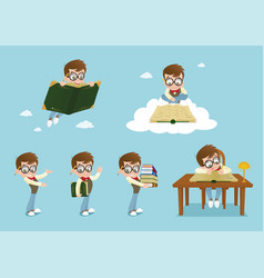 Children reading books together Royalty Free Vector Image