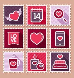 Valentines day postage stamps Royalty Free Vector Image