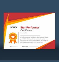 Modern red rising star certificate Royalty Free Vector Image