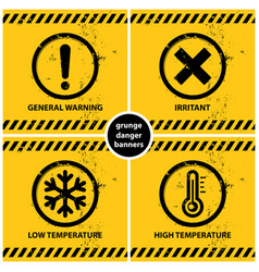 Set of yellow warning signs Royalty Free Vector Image