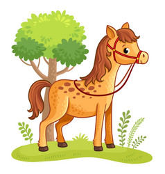 Cartoon horse on spring meadow Royalty Free Vector Image