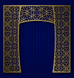 Traditional background with golden arched frame Vector Image
