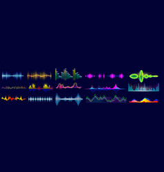 Sound waves flat icons set Royalty Free Vector Image