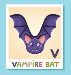 V is for vampire bat letter vampire bat cute Vector Image
