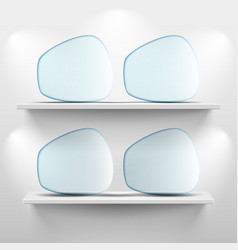 Shelves with glass app icons on white background Vector Image