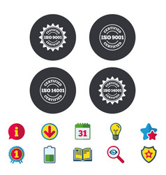 Iso 9001 and 14001 certified icon certification Vector Image