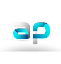 Metal blue alphabet letter ap a p logo company Vector Image