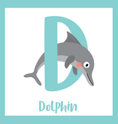 Letter d tracing dolphin Royalty Free Vector Image