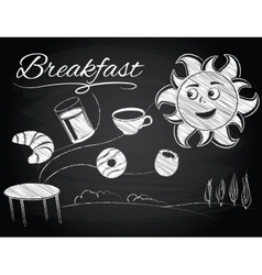 Cartoon sun delights cooked breakfast Royalty Free Vector