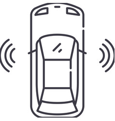 Driverless car line icon outline symbol Royalty Free Vector