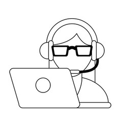 Call center and customer service black and white Vector Image