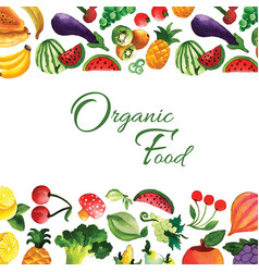 Eco food organic cafe menu design watercolor hand Vector Image