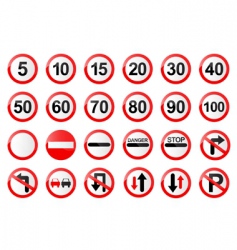 Road signs and symbols set Royalty Free Vector Image