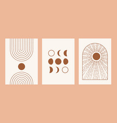 Line art boho sun arc arch mid century modern Vector Image