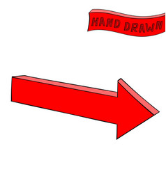 Red arrow next straight sign hand drawn sketch Vector Image