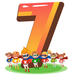 Boy holding number seven Royalty Free Vector Image