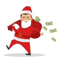 Santa claus brought a lot of money to bring Vector Image