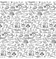 Doodle breakfast seamless pattern Royalty Free Vector Image