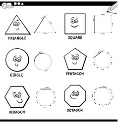Basic shapes cartoon coloring page Royalty Free Vector Image