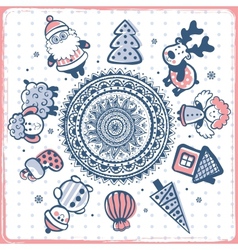 Vintage christmas set design elements Royalty Free Vector