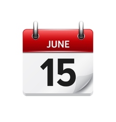 June 15 flat daily calendar icon date Royalty Free Vector