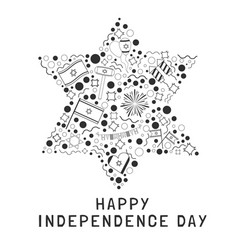 Israel independence day holiday flat design black Vector Image