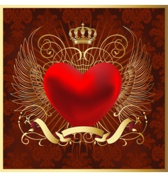 Red heart with filigree ornament Royalty Free Vector Image